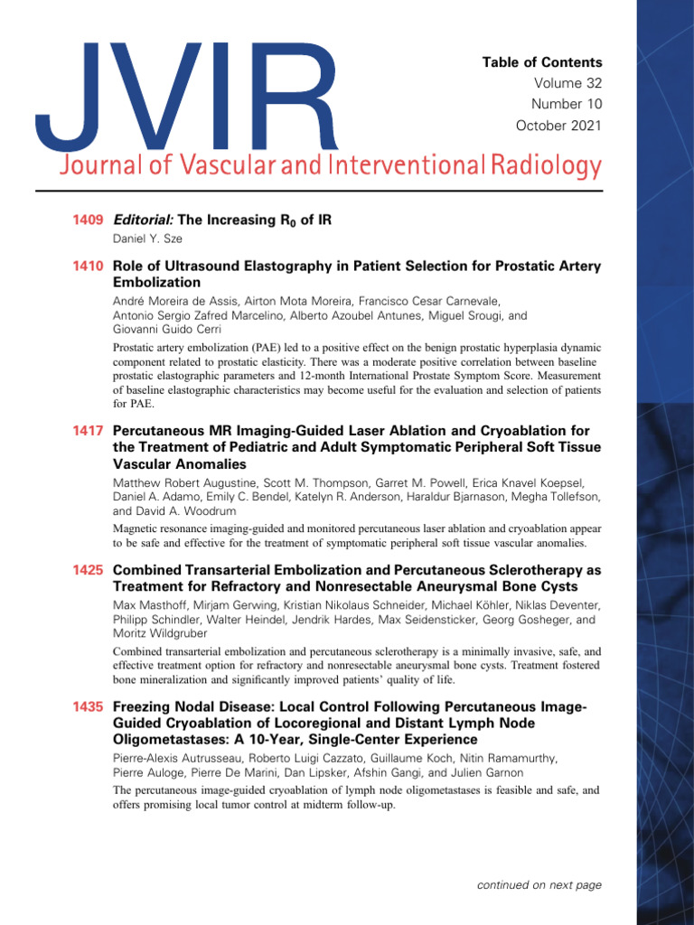 Table of Contents - Jvir | PDF | Interventional Radiology | Medical ...