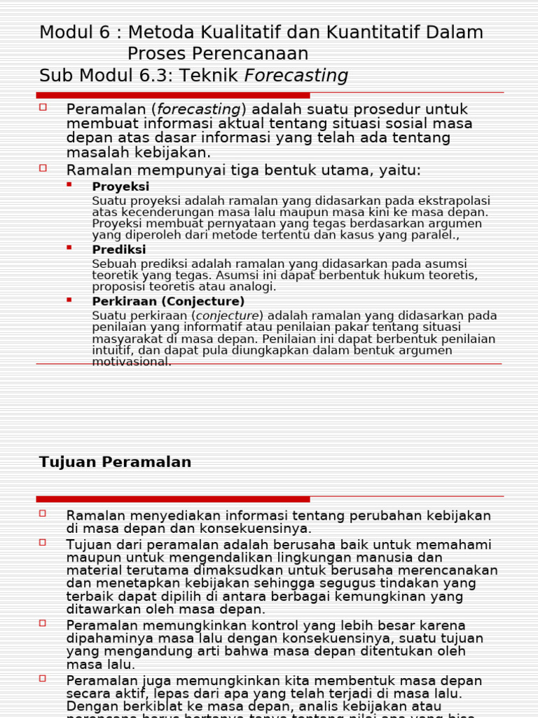 Presentasi 6.3 Teknik Forecasting | PDF