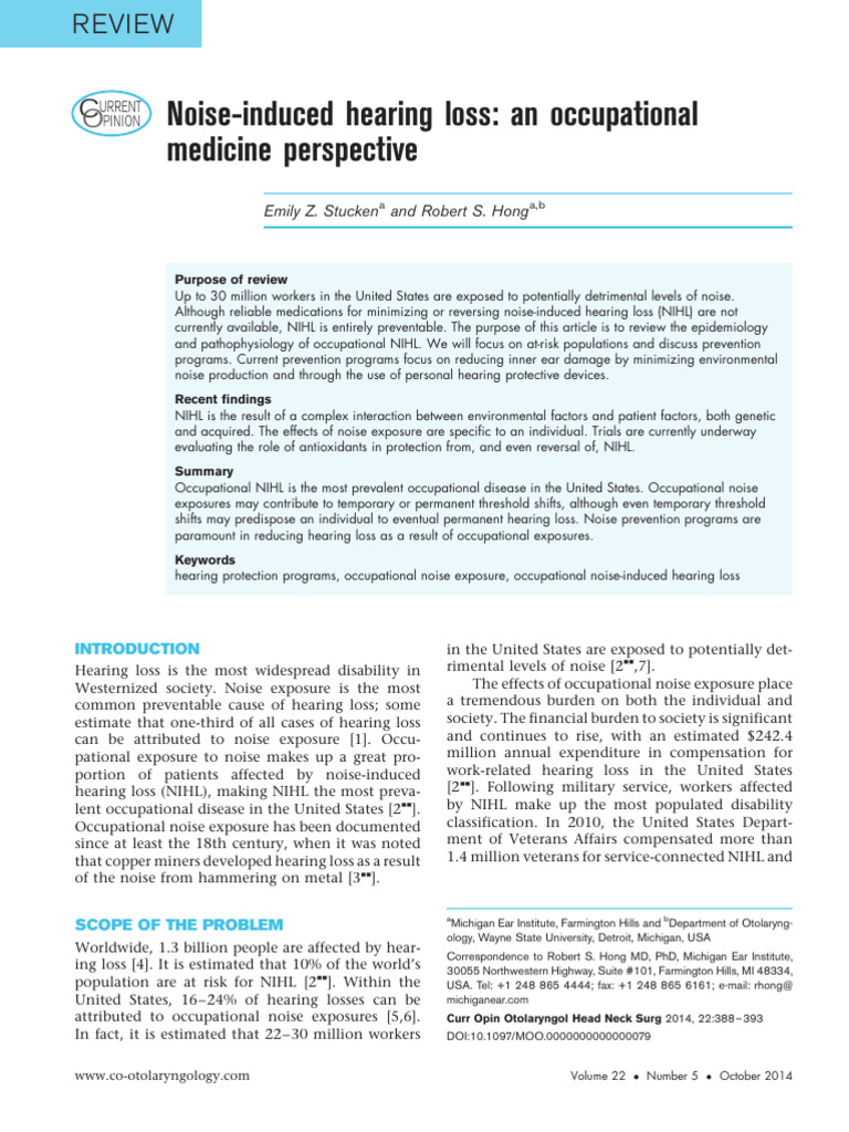 Stucken 2014 | PDF | Noise | Hearing Loss