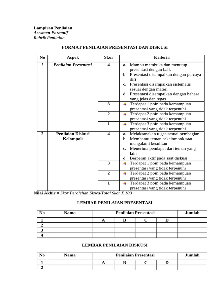 Lampiran Penilaian | PDF