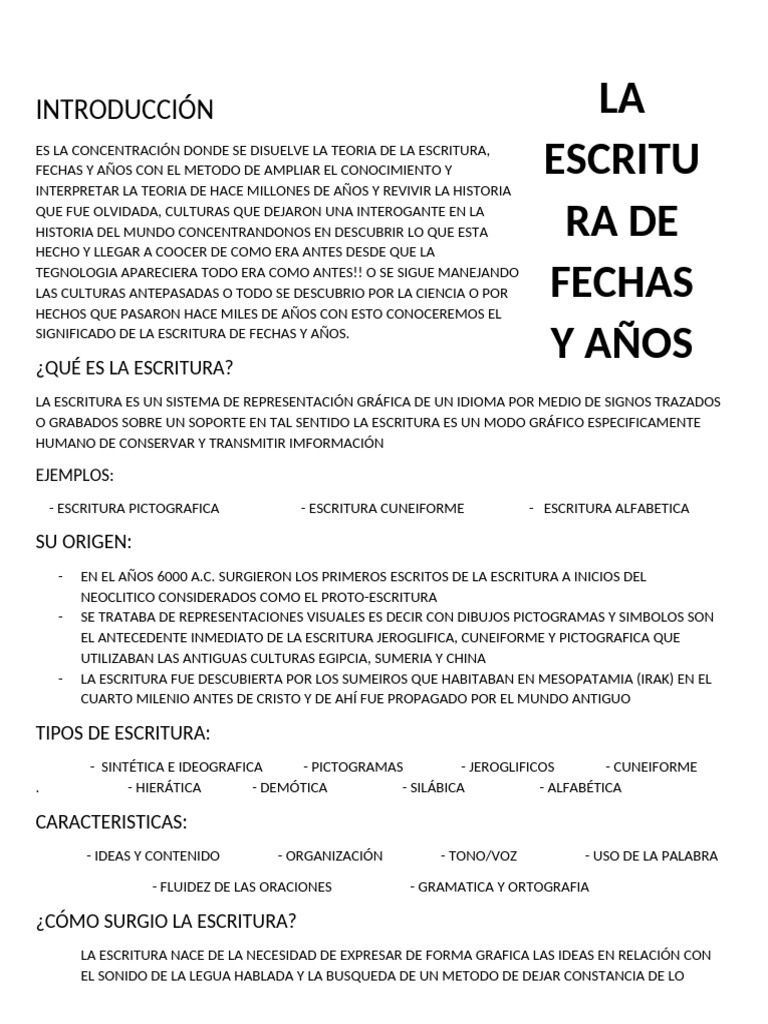 Historia y Evolución de la Escritura | PDF | Año | Calendario