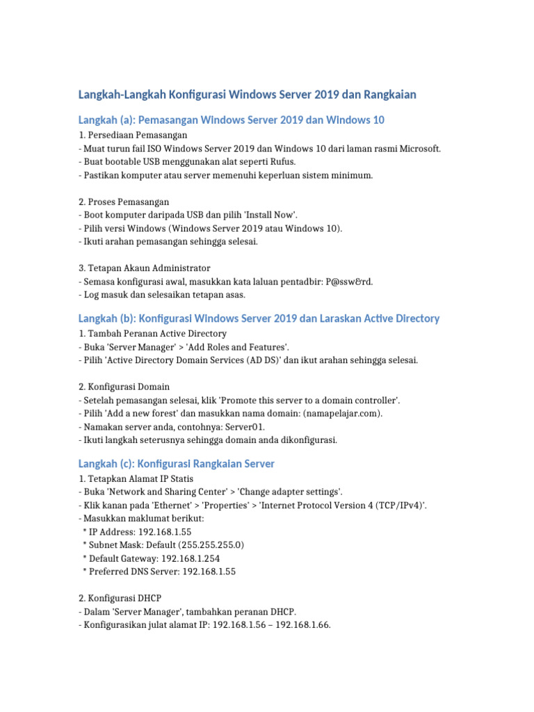 Konfigurasi Windows Server 2019 | PDF
