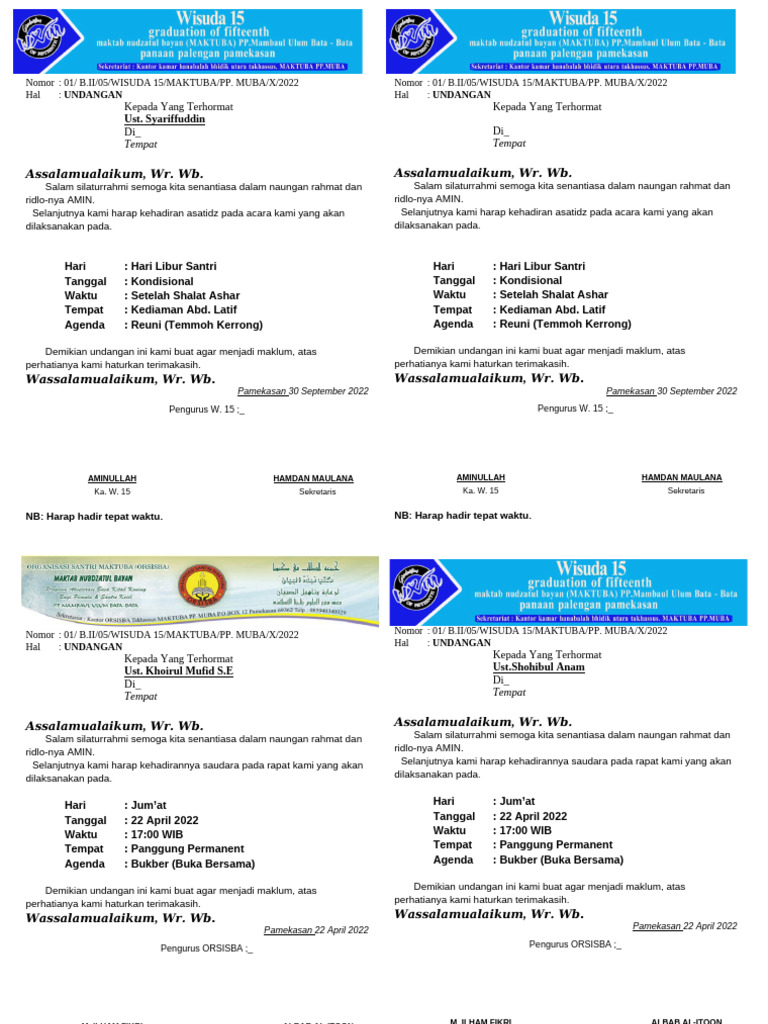 Undangan Asatidz | PDF