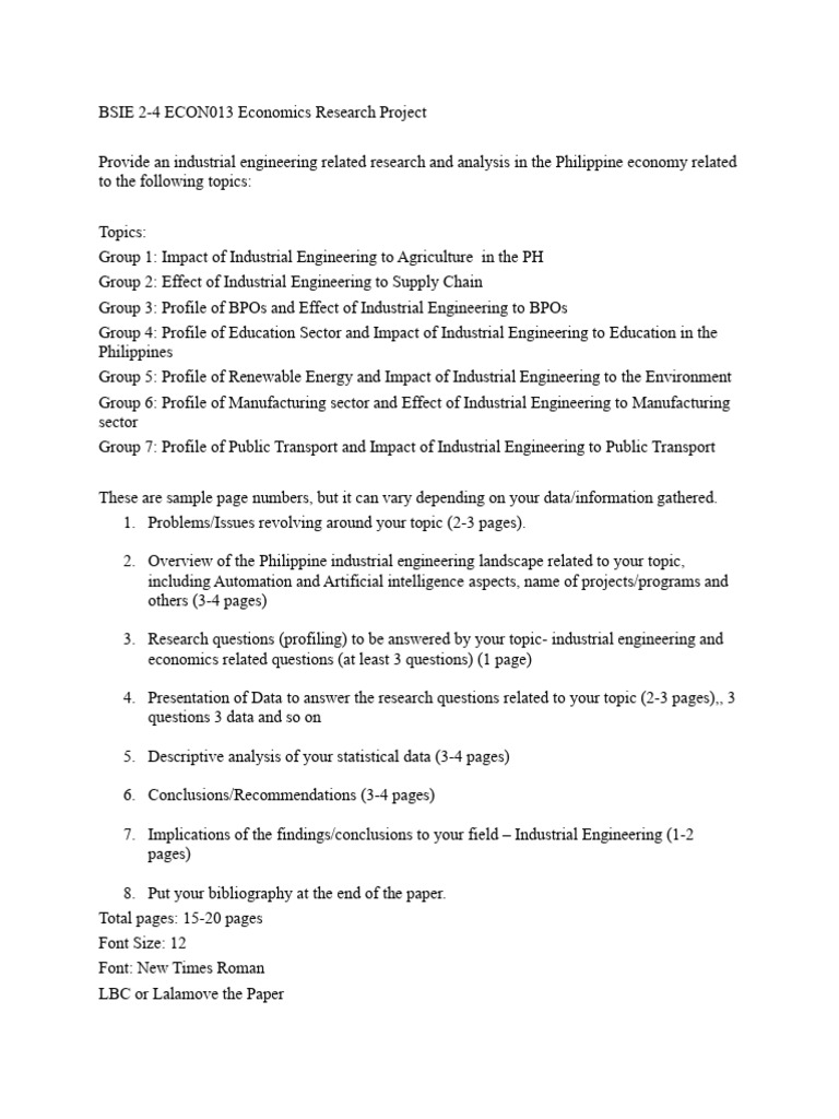 Principles of Economics Project Plan | PDF