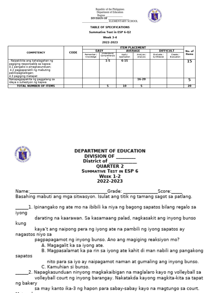ST2 - Esp 6 - Q2 | PDF