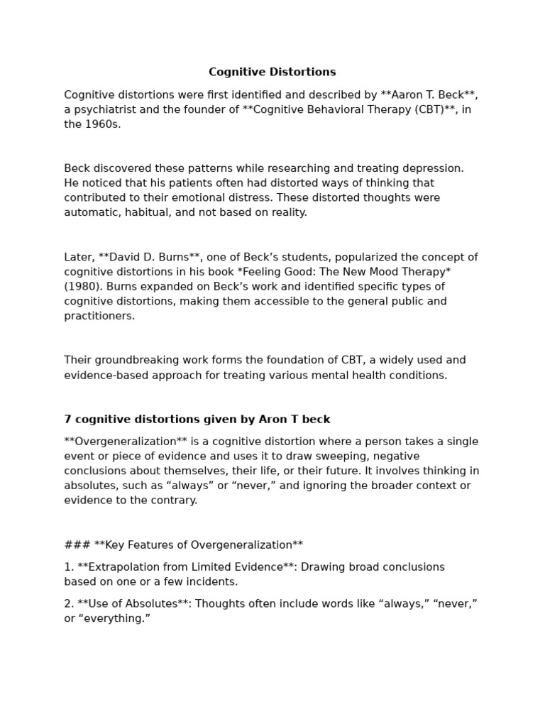 Cognitive Distortions - 1 | PDF | Thought | Psychology