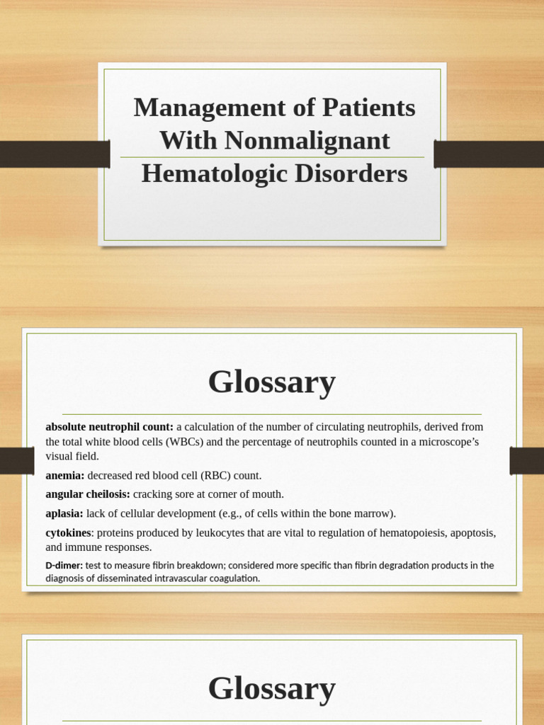 Management of Patients With Nonmalignant Hematologic Disorders | PDF ...