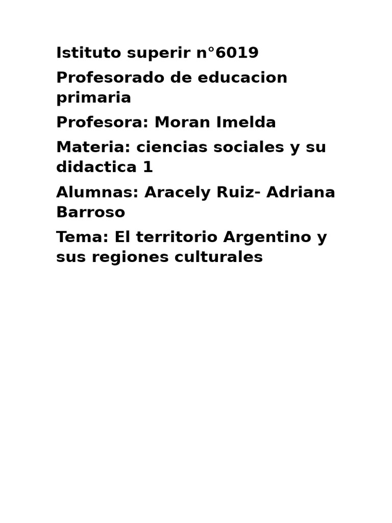 Territorio Argentino y Sus Regiones | PDF | Pueblos Indígenas de las ...