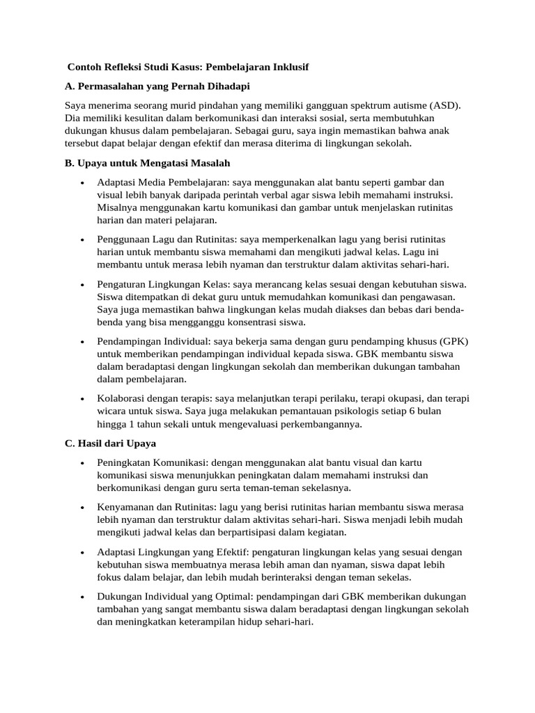 Contoh Refleksi Studi Kasus | PDF