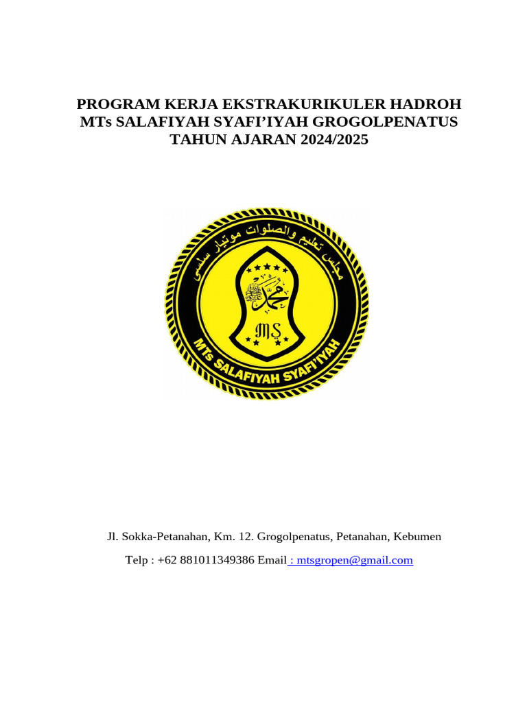 Program Kerja Ekstrakurikuler Hadroh | PDF