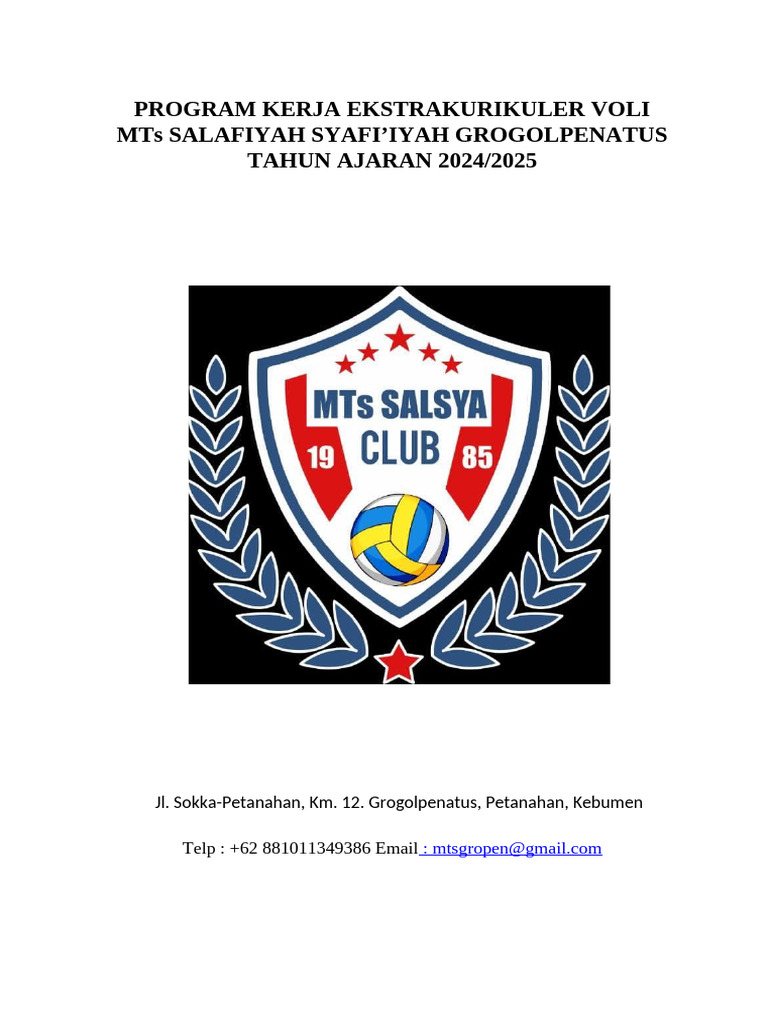 Program - Kerja - Ekstrakurikuler - Bola - Voli MTS | PDF