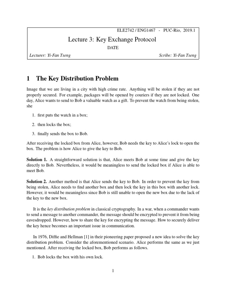CPDA Lecture 3 Key Exchange | PDF | Telecommunications | Cryptography