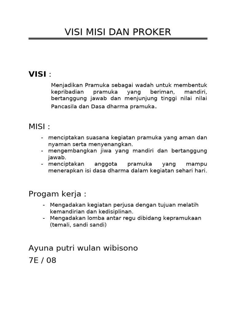 Visi Misi Dan Proker Ayuna 7e | PDF