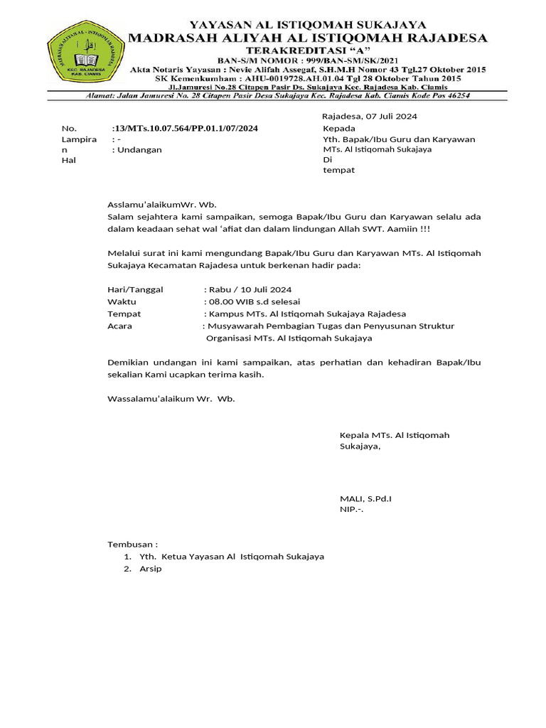 Undangan PENYUSUNAN STRUKTUR | PDF