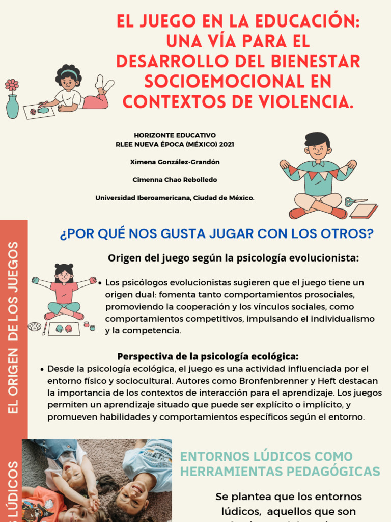 El Juego en La Educación Una Vía para El Desarrollo Del Bienestar Socioemocional en Contextos de ...