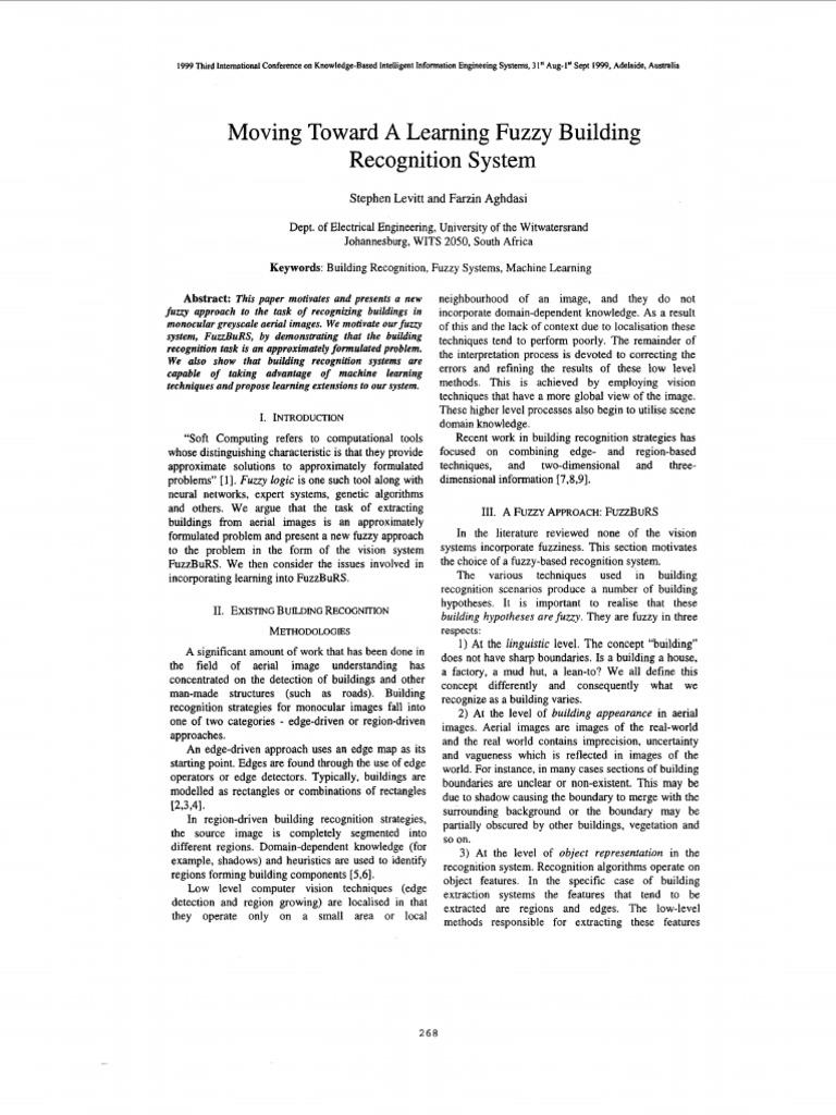 Moving Toward A Learning Fuzzy Building Recognition System | PDF | Fuzzy Logic | Computer Vision