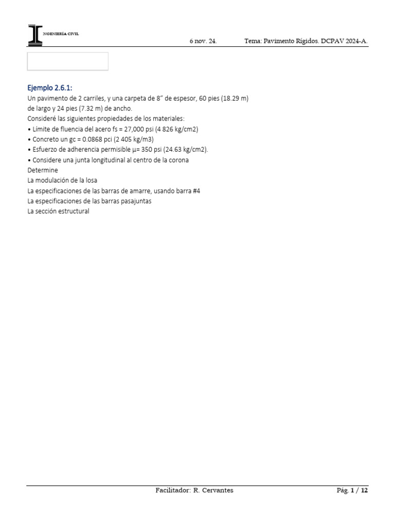 Ejercicios Resueltos Pav Rígidos DCPAV 2024-B | PDF | Materiales | Ingeniería de Edificación