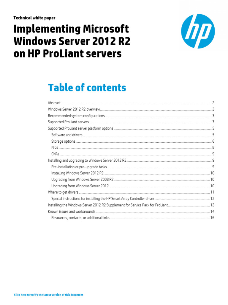 Implementing Microsoft Windows Server 2012 R2 On HP Proliant Servers ...