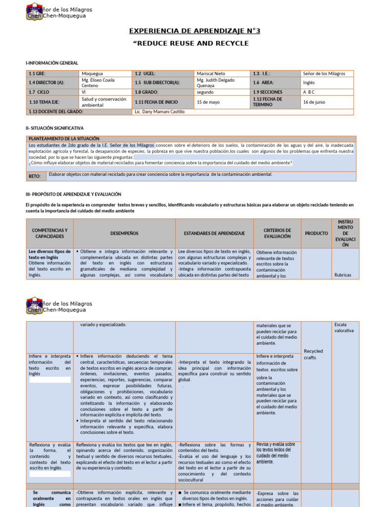 Eda 3 - Ingles | PDF | Aprendizaje | Léxico
