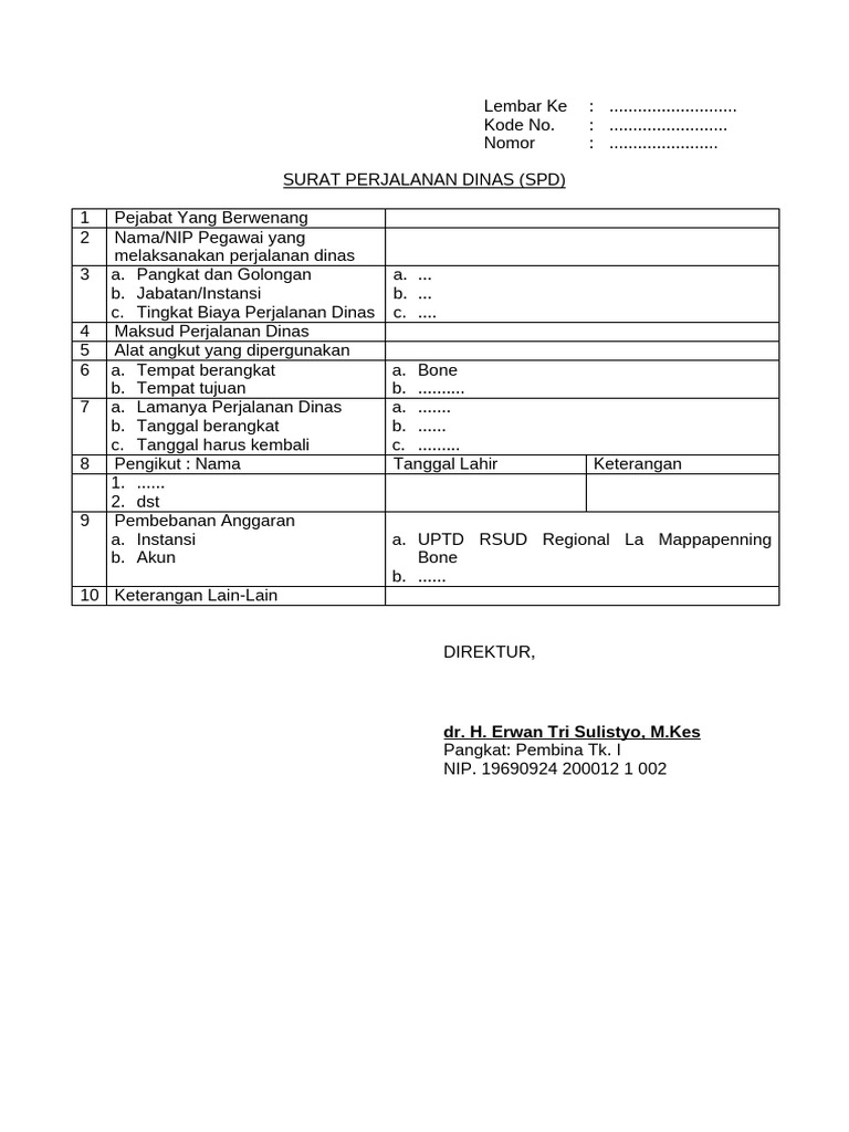 Surat Perjalanan Dinas (SPD) | PDF