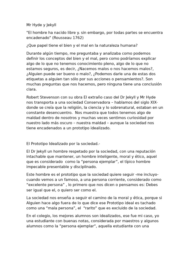 DR Jekyll y MR Hyde, Original | PDF | Extraño caso del Dr. Jekyll y el ...