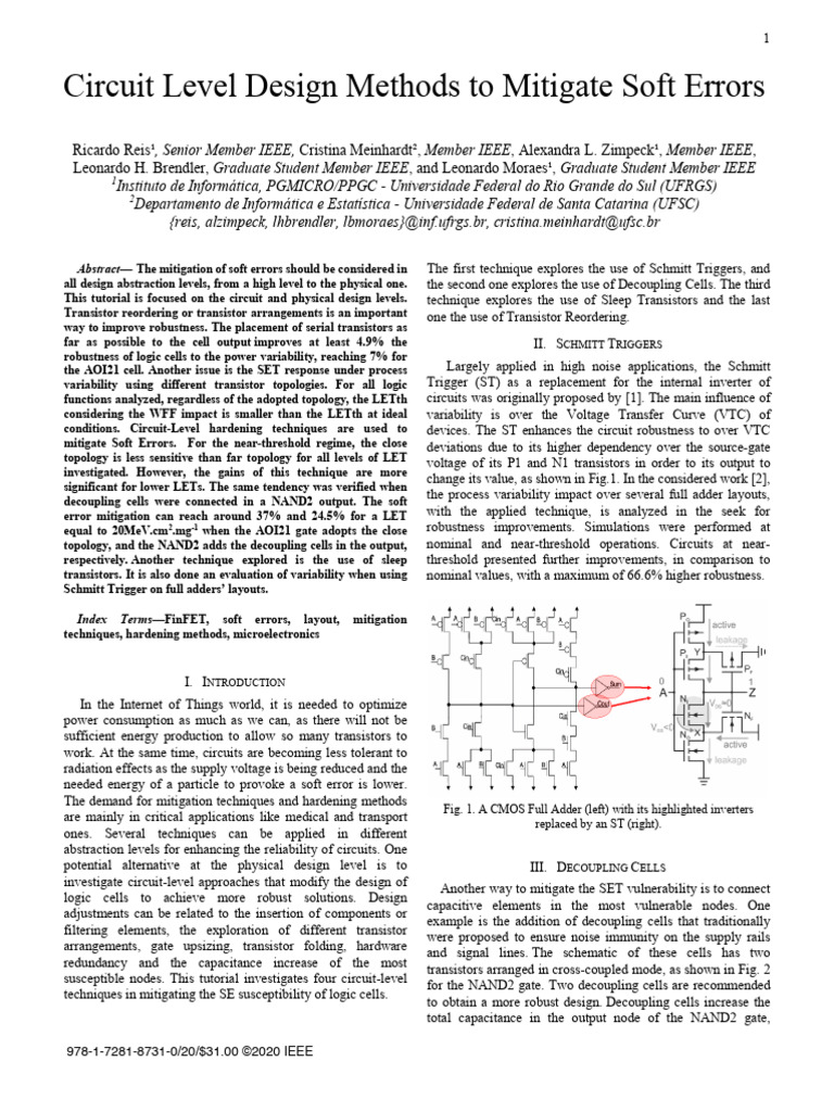 Circuit Level Design Methods To Mitigate Soft Errors Pdf Logic Gate Electrical Engineering