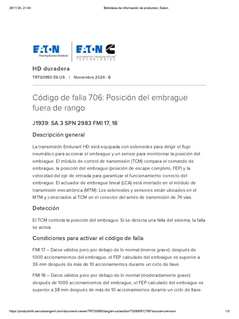 Código de Falla 706 | PDF | Embrague | Transmisión manual