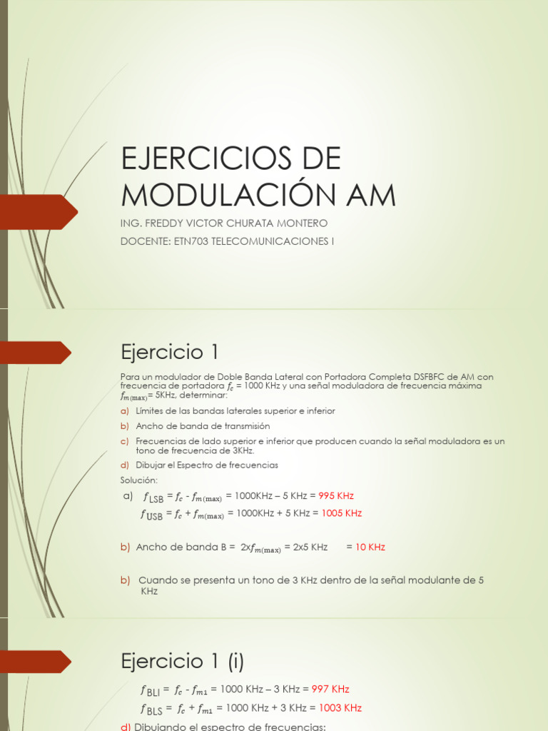 Ejercicios de Modulación Am | PDF | Modulación | Amplitud