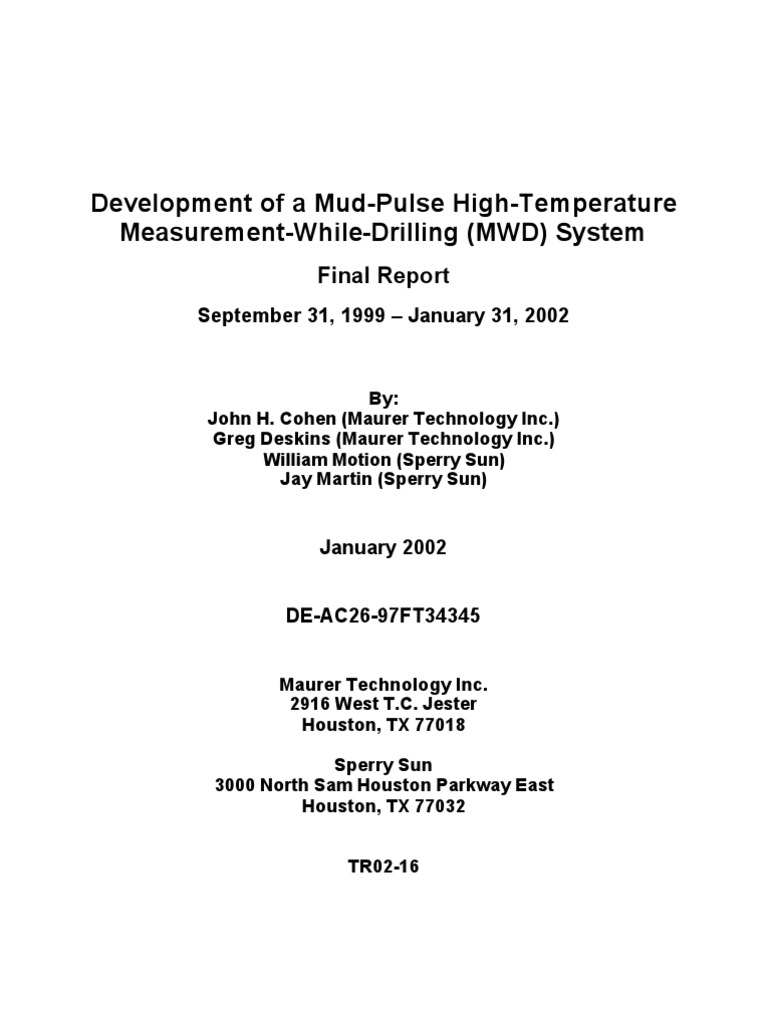 MWD Mud-Pulse System SperrySun | PDF | Vacuum Tube | Electromagnetism