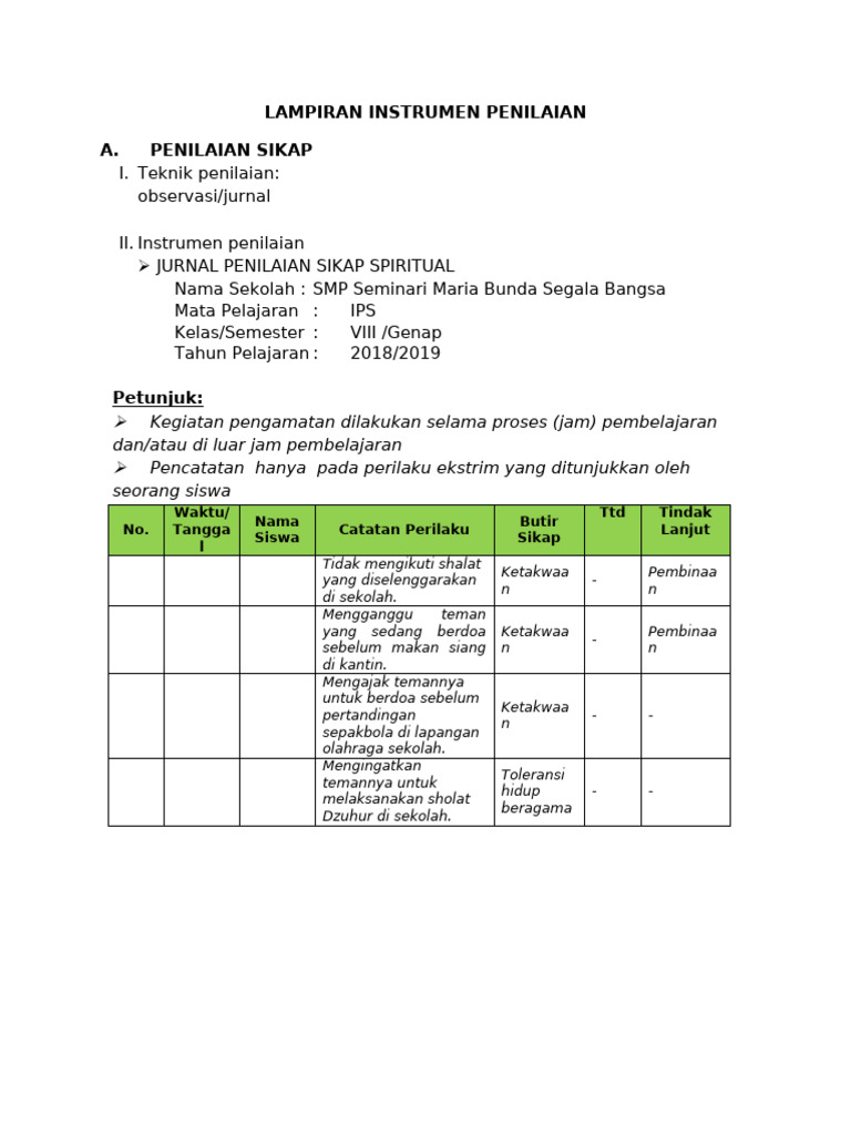 Lampiran Instrumen Penilaian | PDF