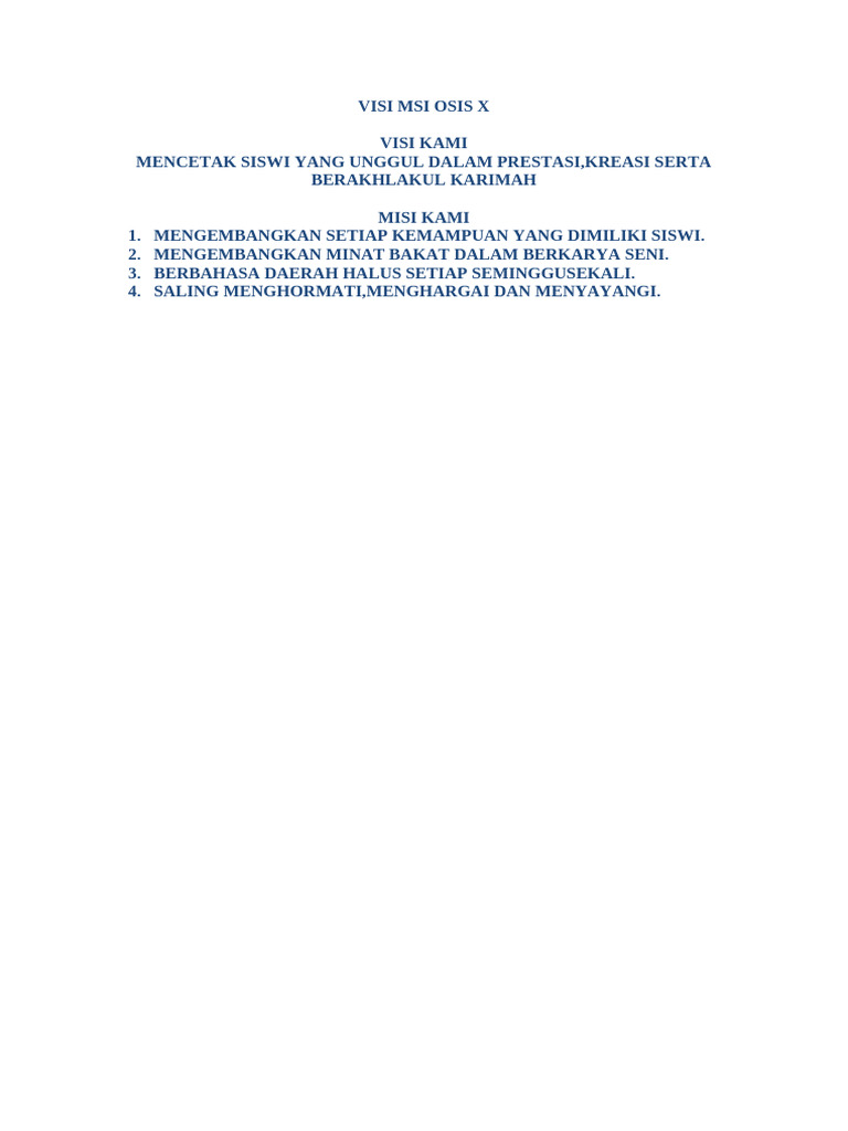 Visi Misi Osis X | PDF