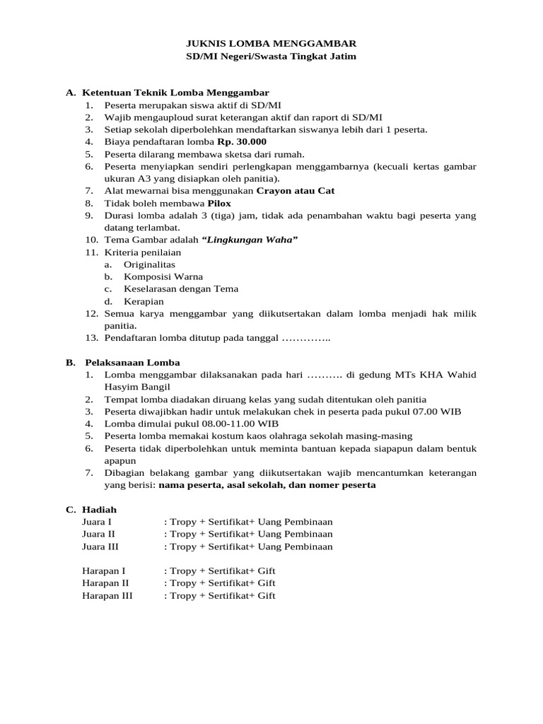 Juknis Lomba Menggambar | PDF