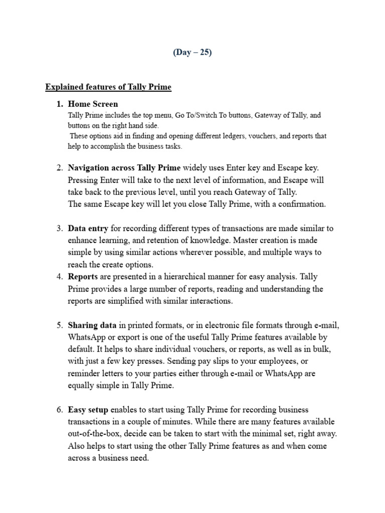 Tally Prime Features Overview | PDF