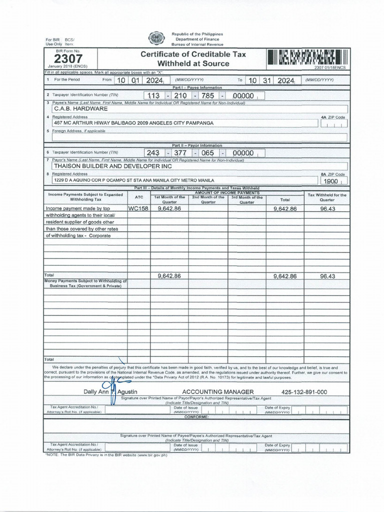 Po 15767 C.A.B 2307 | PDF