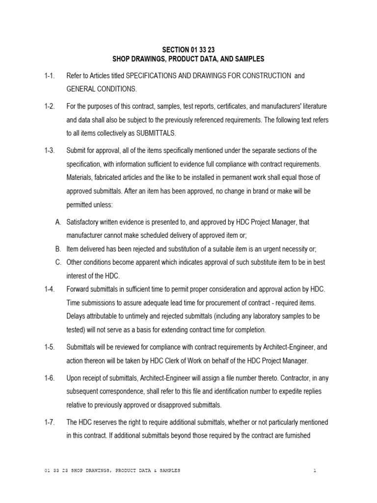 Shop Drawings, Product Data and Samples | PDF | Specification ...