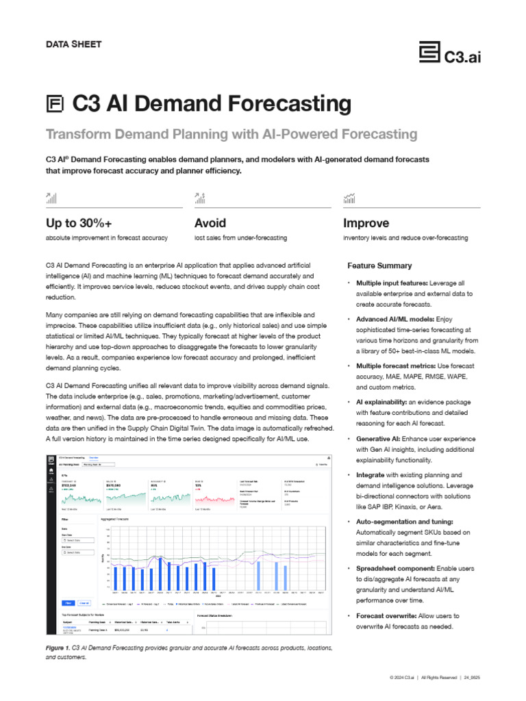 C3AI Demand Forecasting DataSheet | PDF | Forecasting | Machine Learning
