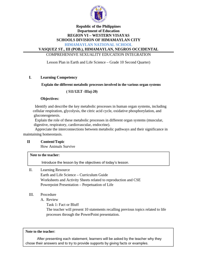 CSE Integration - EarthandLifeScience 2 | PDF | Reproduction | Biological Interactions