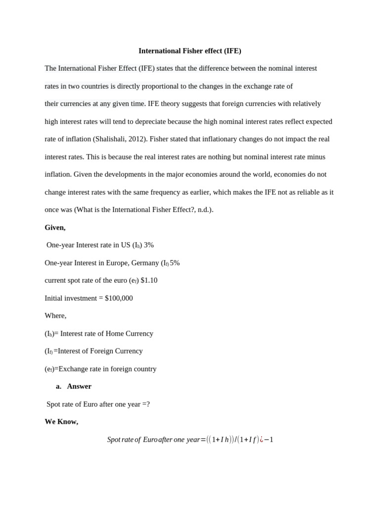 Understanding the International Fisher Effect | PDF | Interest Rates ...