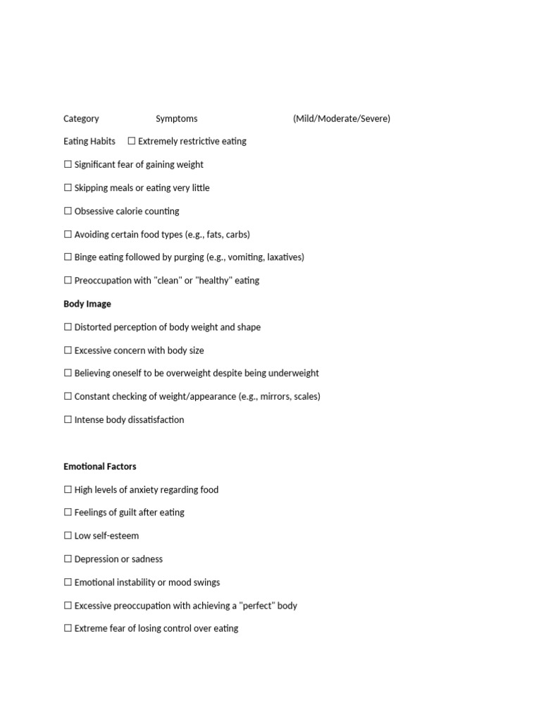 Symptoms Checklist WPS Office | PDF