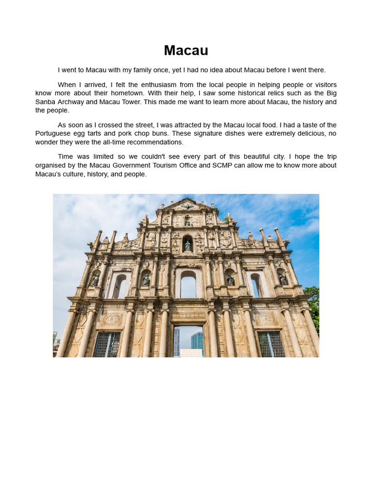 2A 23 CHEUNG TSZ WAI - 20240301 A Cultural Journey To Macau | PDF