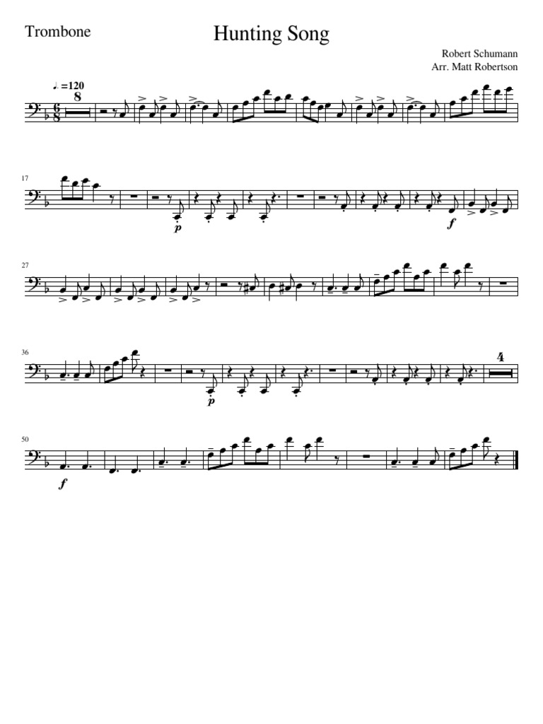 Schumann's Hunting Song for Trombone | PDF