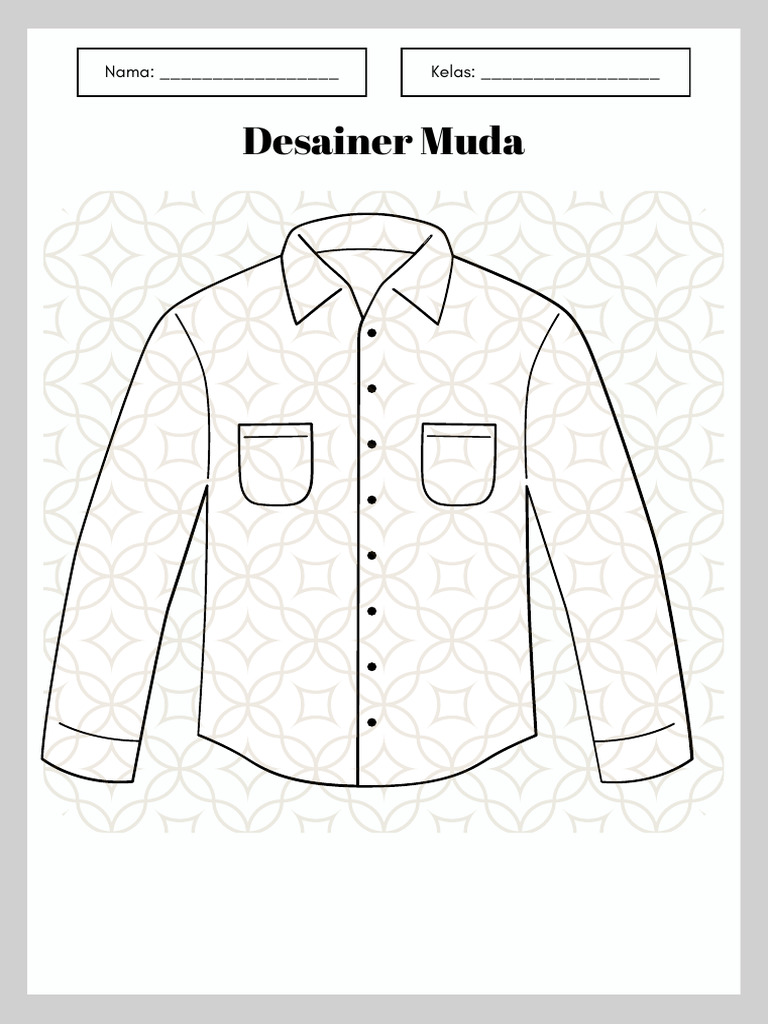 Lembar Kerja Mewarnai Gambar Pakaian Adat Kebaya Abu Putih Sederhana | PDF