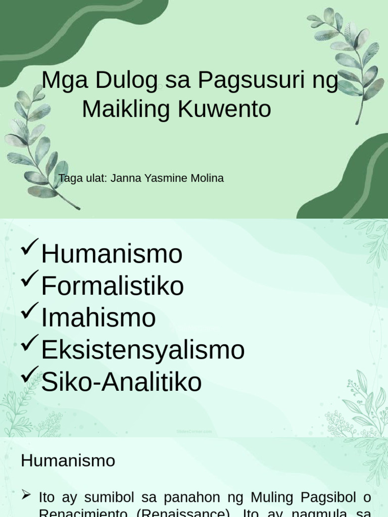 Mga Dulog Sa Pagsusuri NG Maikling Kuwento | PDF Mga Dulog Sa Pagsusuri NG Maikling Kuwento | PDF