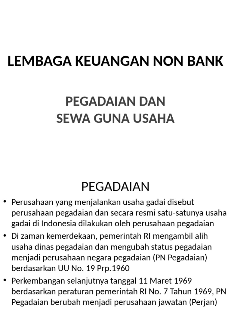 Lembaga Keuangan Non Bank Pegadaian Dan Leasing | PDF