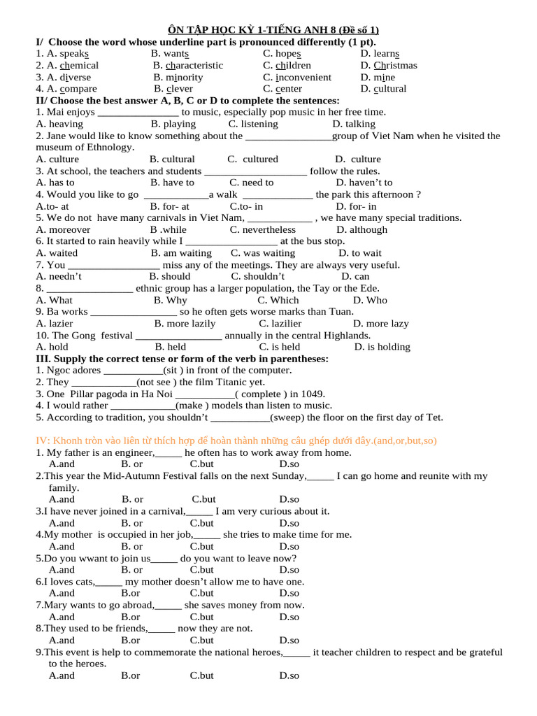 Ôn Tập Học Kỳ 1-Ta8 | PDF | Vietnam