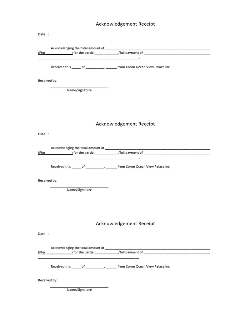 Acknowledgment Receipts for Payments | PDF