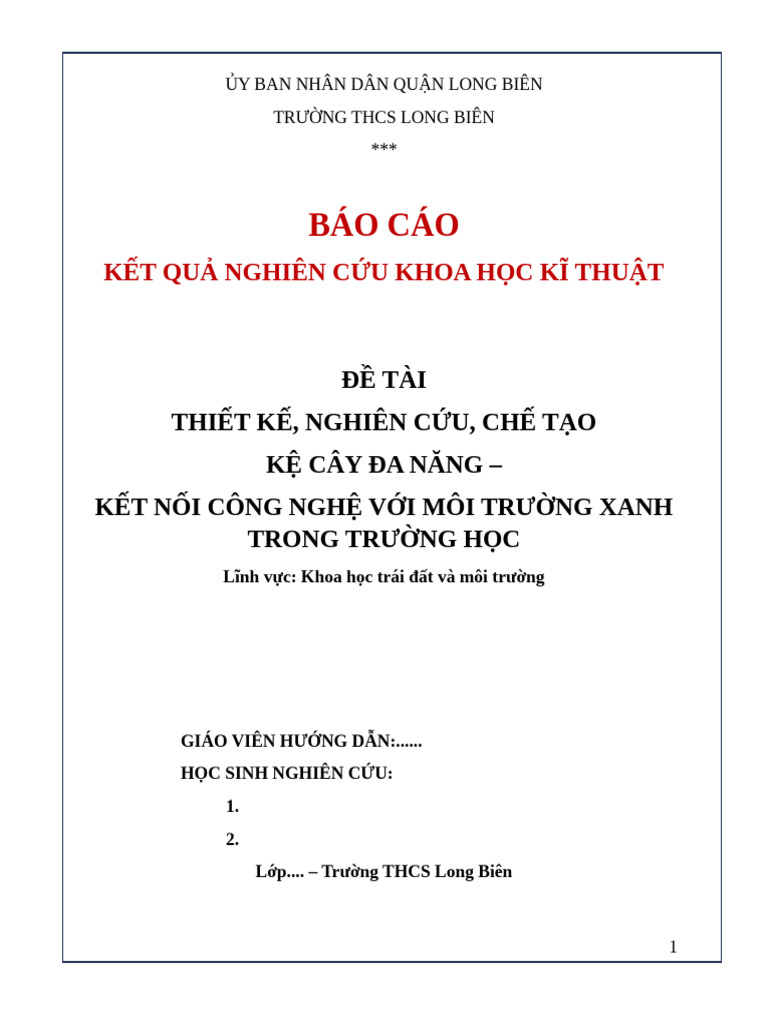 Báo Cáo KHKT | PDF