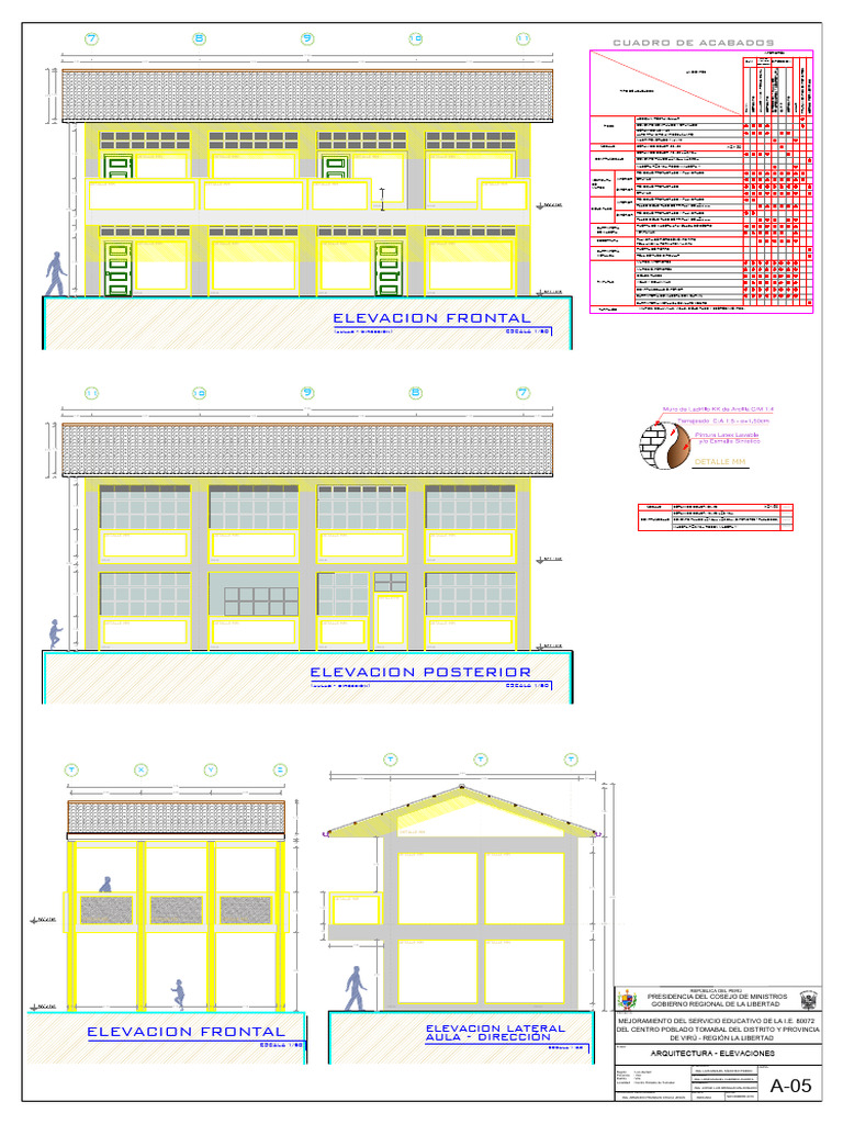 Plano - Arquitectura 5 - Elevaciones 2 | PDF | Ingeniería de Edificación | Elementos arquitectónicos
