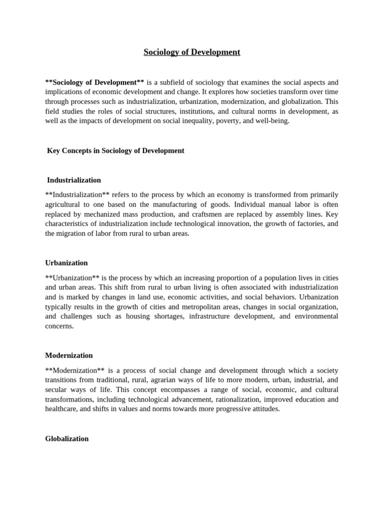 Sociology of Development | PDF | Globalization | Sociology