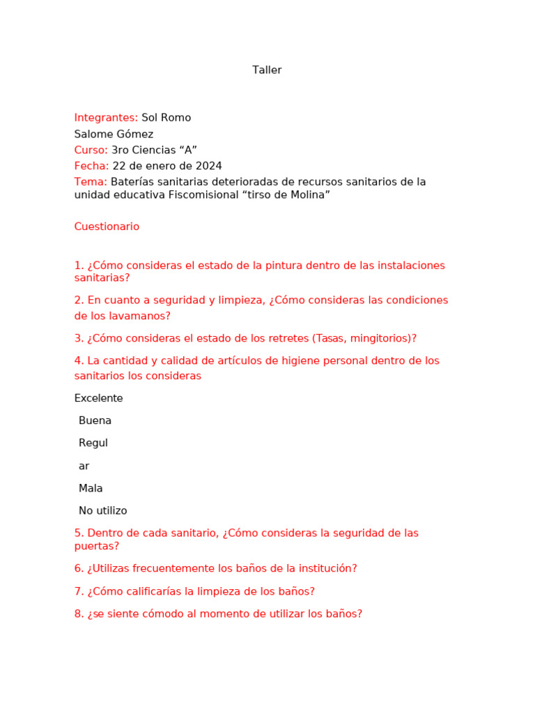 Cuestionario Sol Romo | PDF